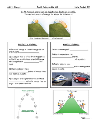Unit 1: Energy Outline Science 8 | PDF
