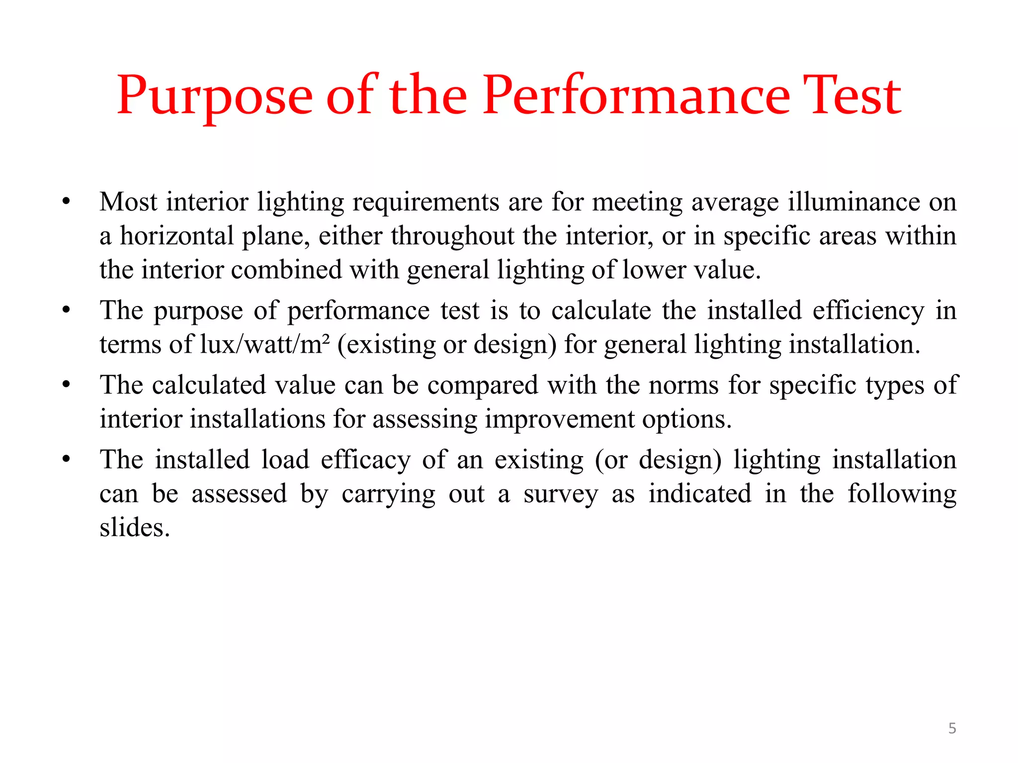 Energy performance assessment of lighting systems | PPTX