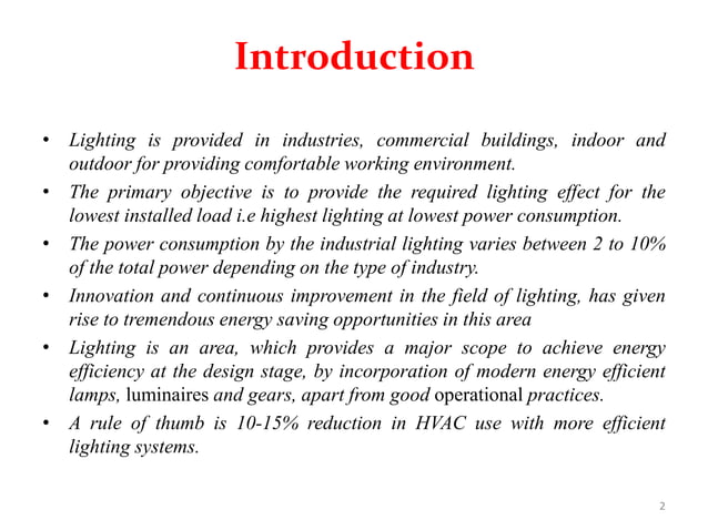 Energy performance assessment of lighting systems | PPTX