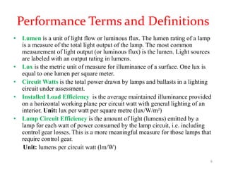 Energy performance assessment of lighting systems | PPTX