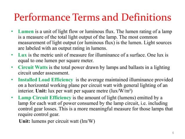 Energy performance assessment of lighting systems | PPTX