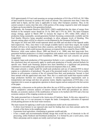 Small-Scale Production Of Straight Vegetable Oil From Rapeseed And Its Use As Biofuel | PDF