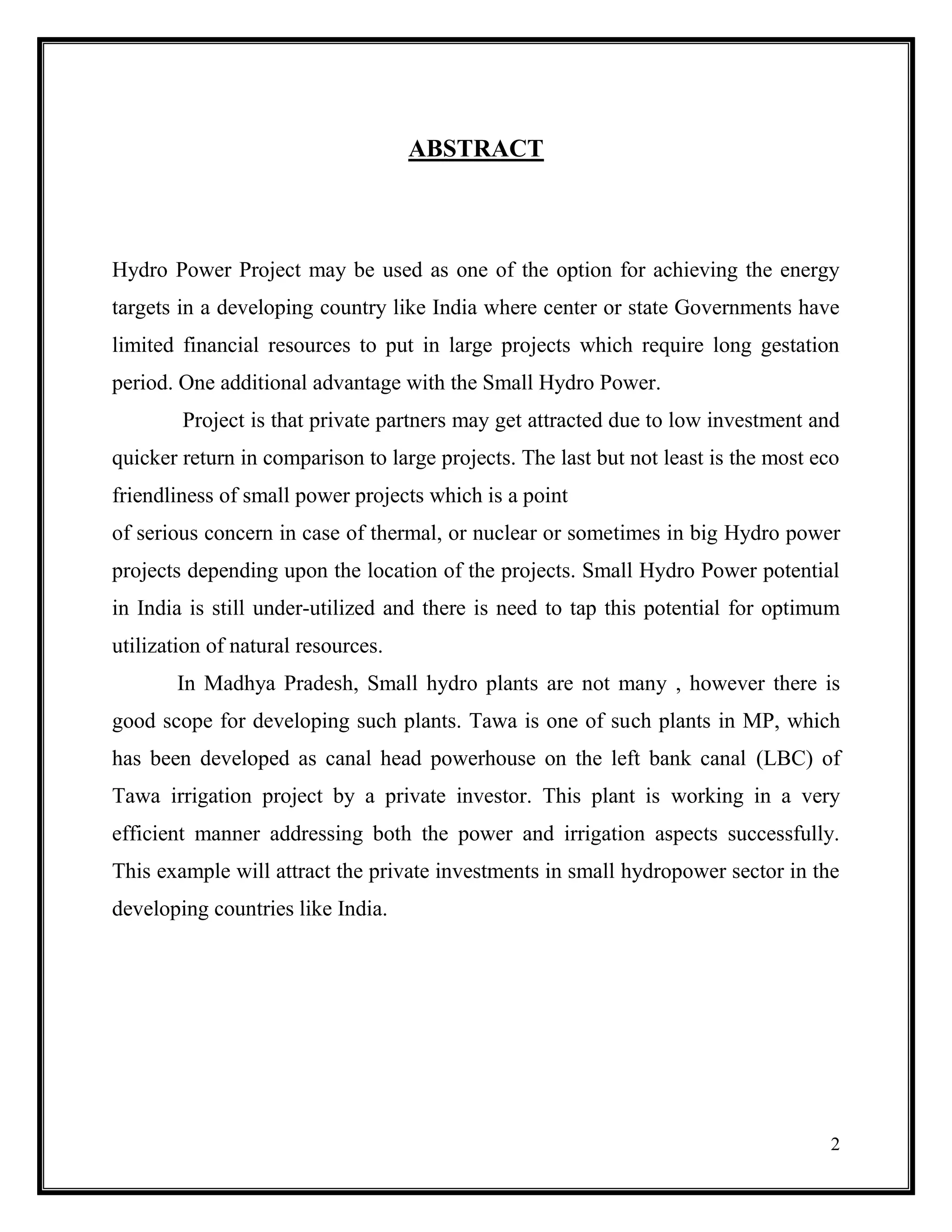 Energy project report on hydropower | PDF