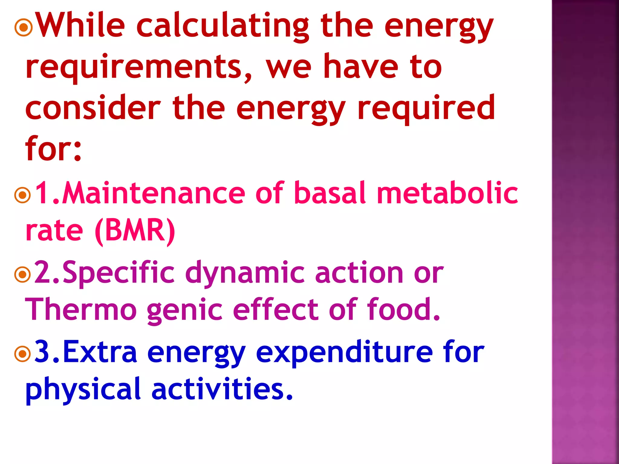 Energy requirement for a normal person | PPTX