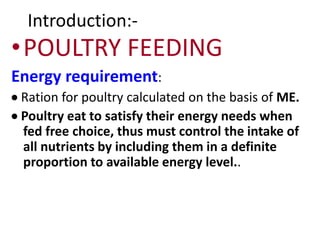 Energy requirments of poultry by Dr sunil kumar B | PPTX