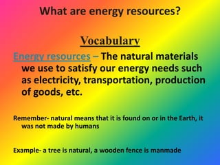 Energy resources overview | PPTX