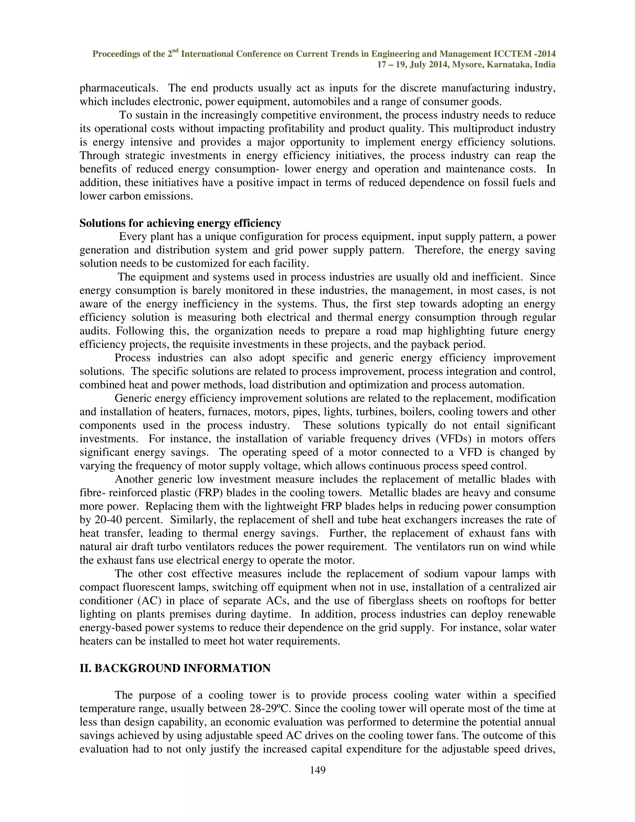 Energy saving in cooling towers by using variable frequency drives | PDF