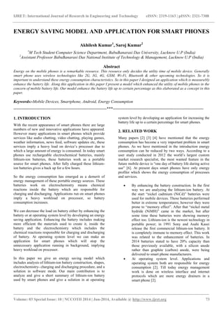 Energy saving model and application for smart phones | PDF