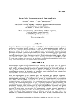 Energy saving opportunities in an air separation process | PDF