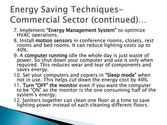 Energy saving techniques in current scenario | PPTX