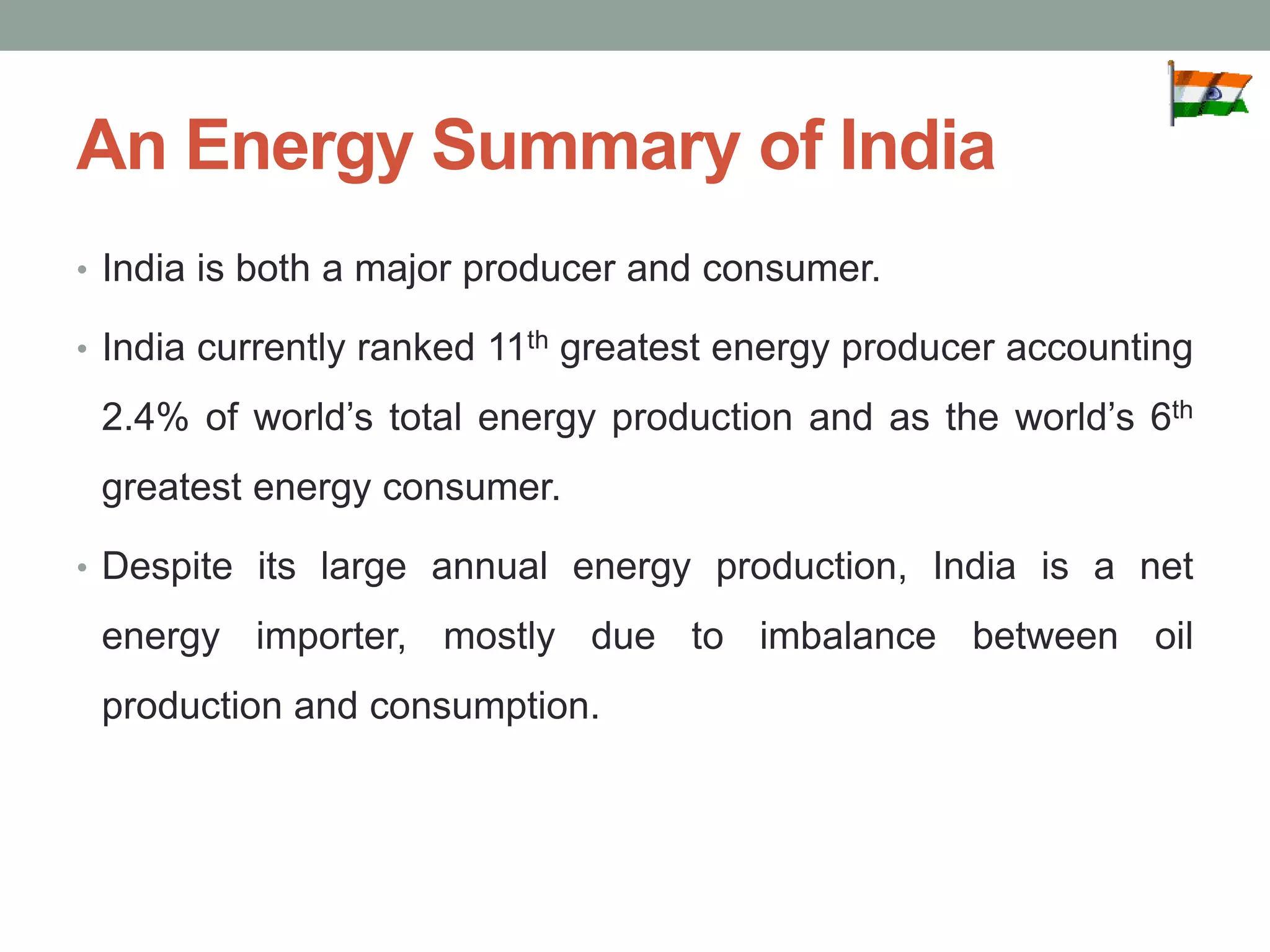 Energy scenario in india and its energy conservation program | PPTX