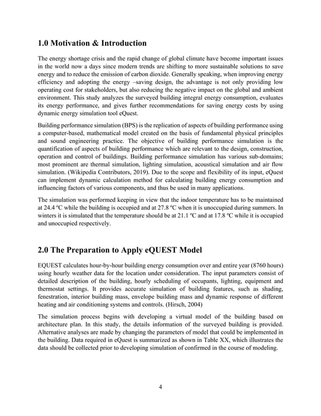 Building Energy Simulation Project By Using Equest Pdf
