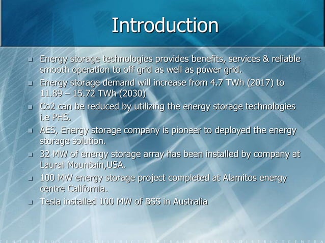 Energy storage Technologies | PPT