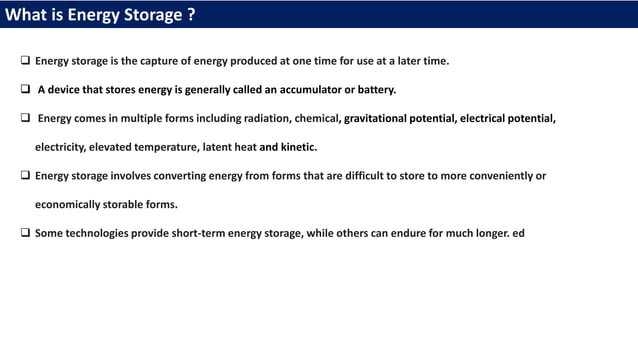Energy storage introduction | PPTX | Power and Energy Industry | Industries