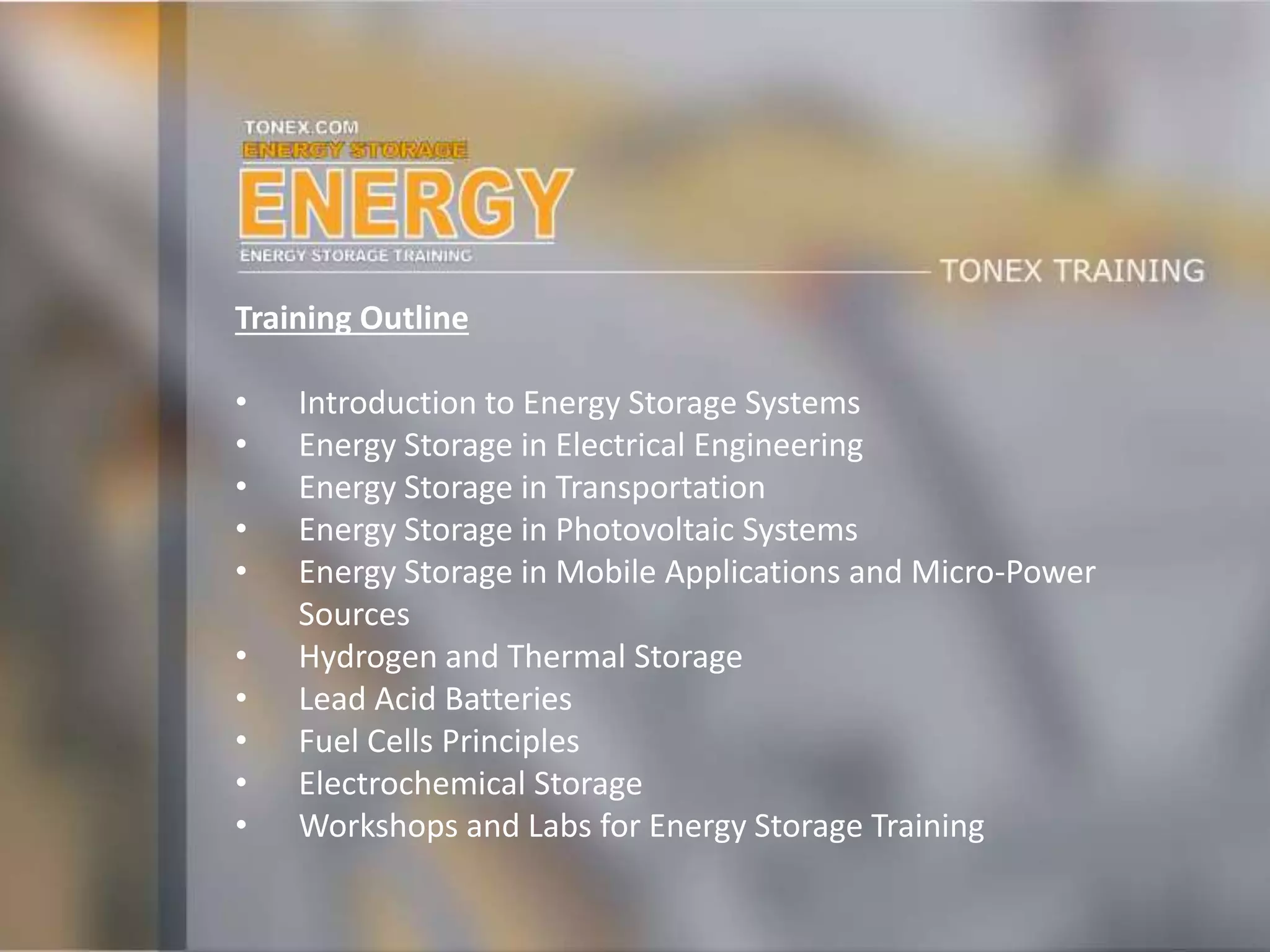 Energy storage training, Energy storage certification course : Tonex Training | PPTX