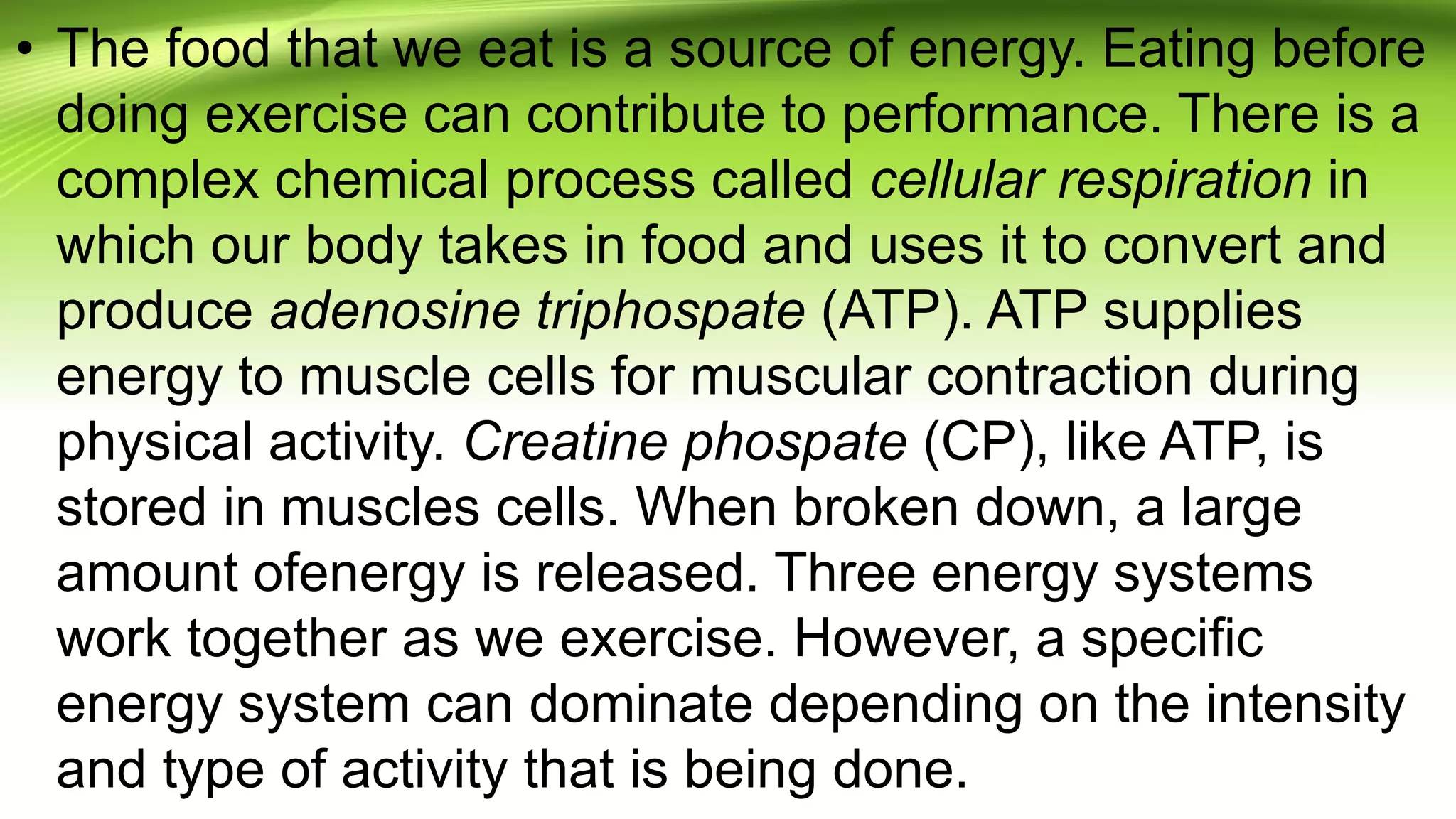 Grade 11 PE&Health Lesson 2: Energy systems | PPTX
