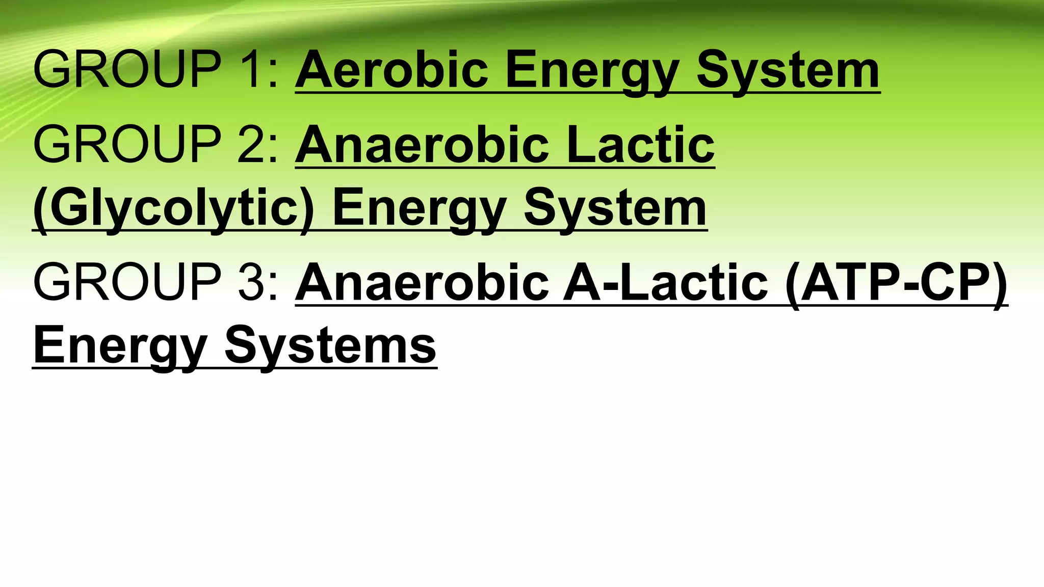Grade 11 PE&Health Lesson 2: Energy systems | PPTX