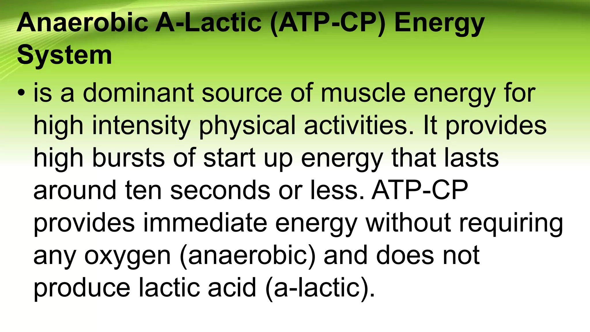 Grade 11 PE&Health Lesson 2: Energy systems | PPTX