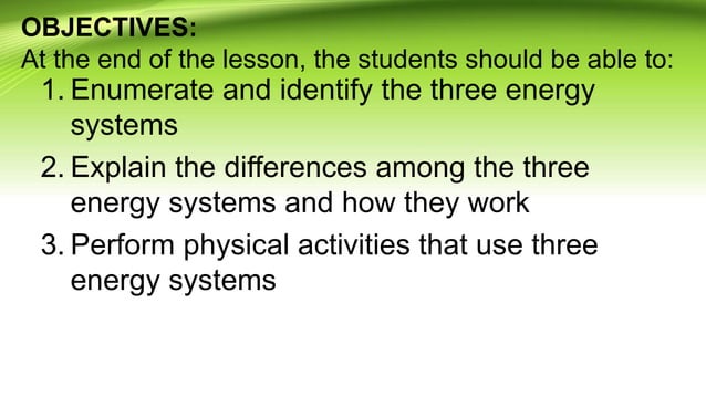Grade 11 PE&Health Lesson 2: Energy systems | PPTX | Running and ...