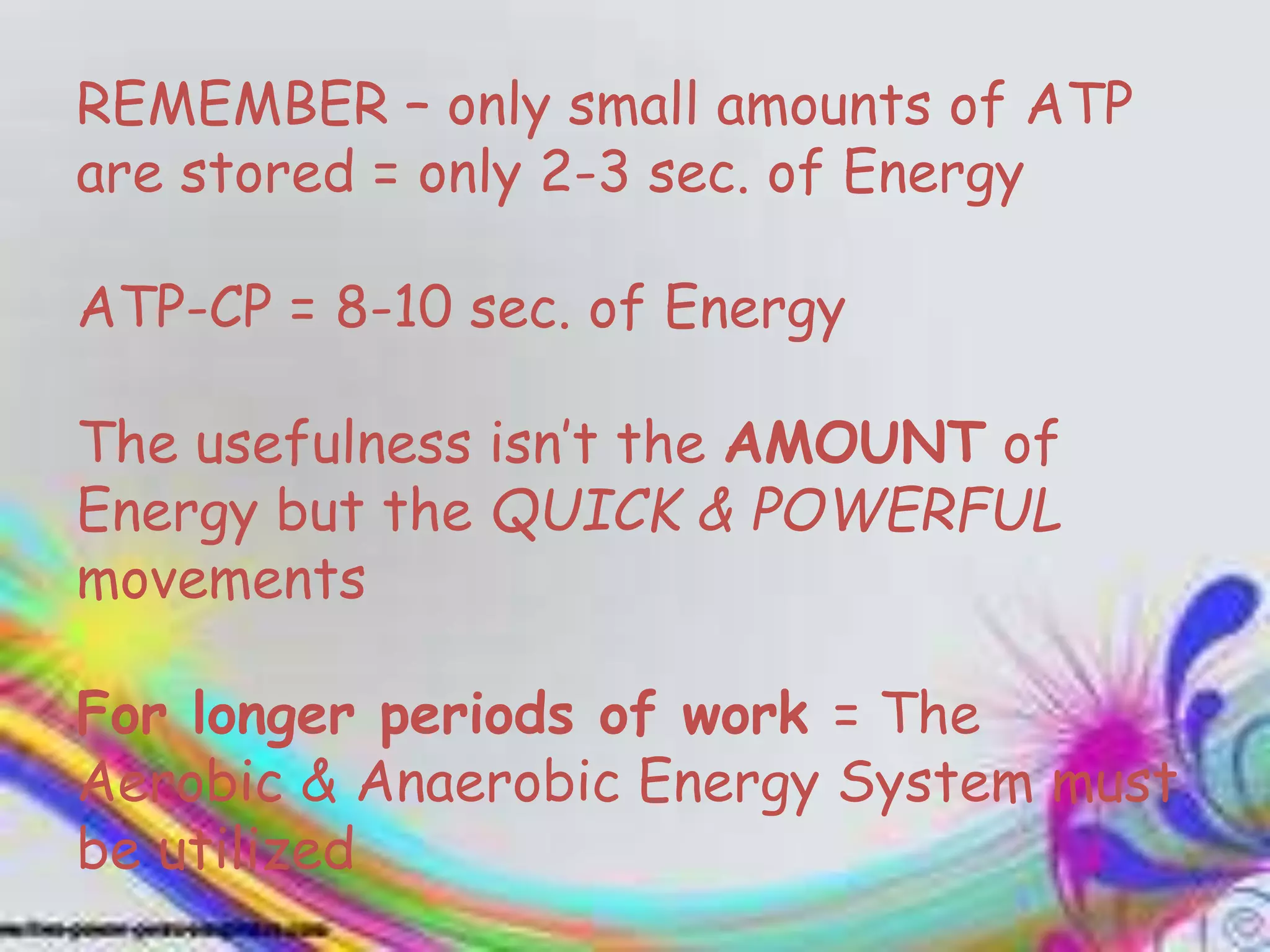 Energy systems in human body by arianaacardiorespiratory | PPTX