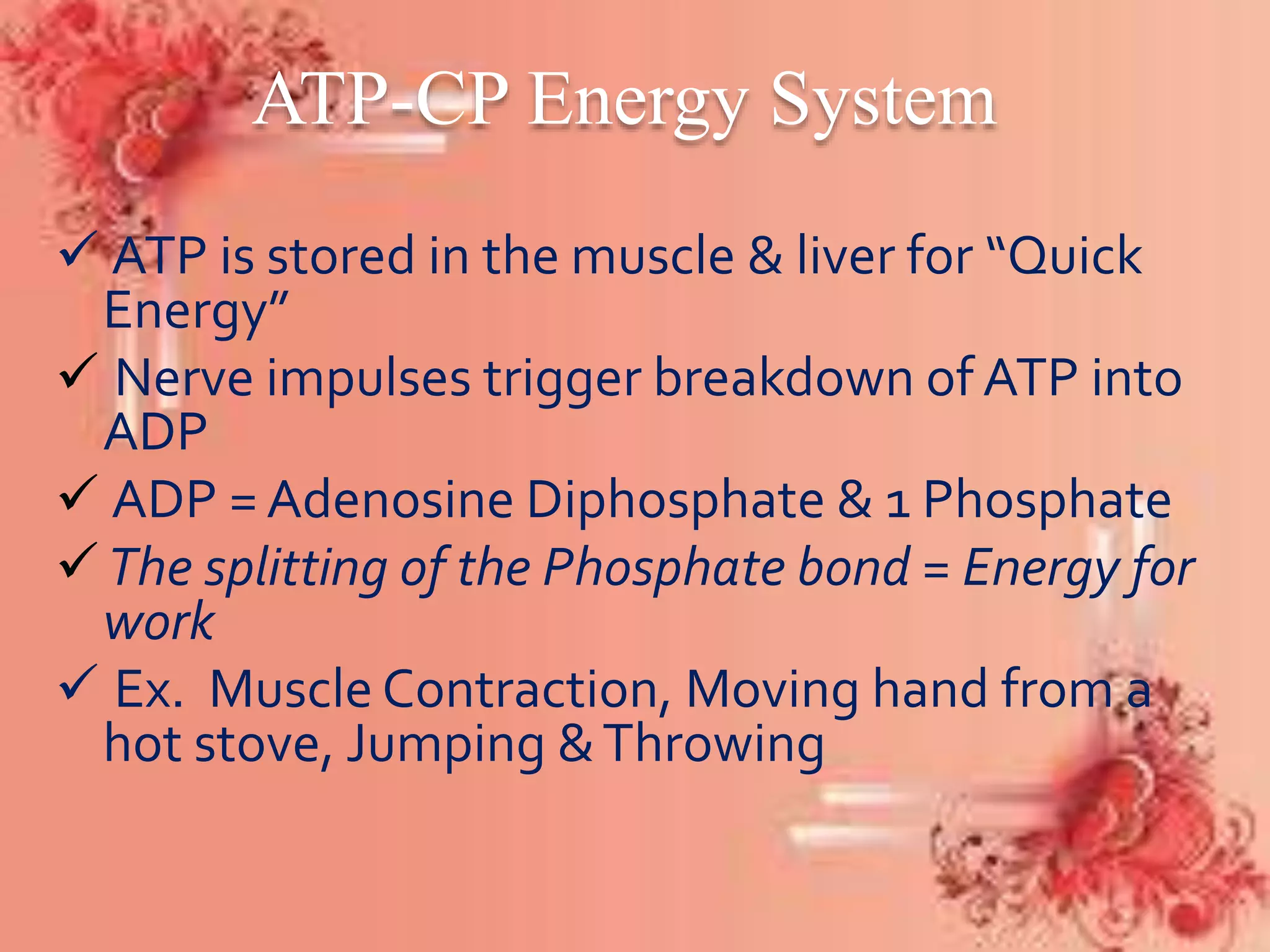 Energy systems in human body by arianaacardiorespiratory | PPTX
