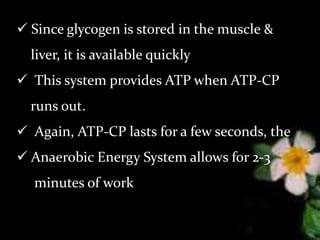 Energy systems in human body by arianaacardiorespiratory | PPTX