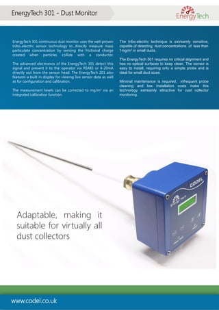Energy tech 301 codel datasheet-dust monitor | PDF
