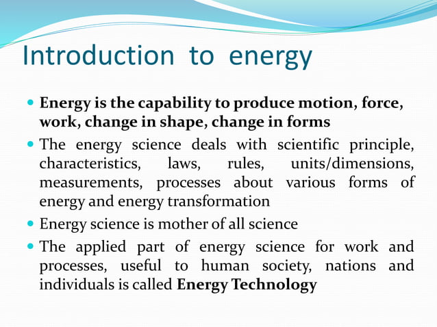 Energy technology unit 1 ( introduction to energy) | PPT
