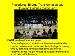 Energy transformations lab | PPT | Nutrition | Healthy Living