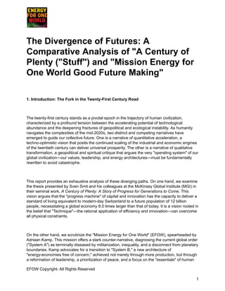 McKinsey Century of Plenty vs EFOW Good Future Making: Abundance vs ...