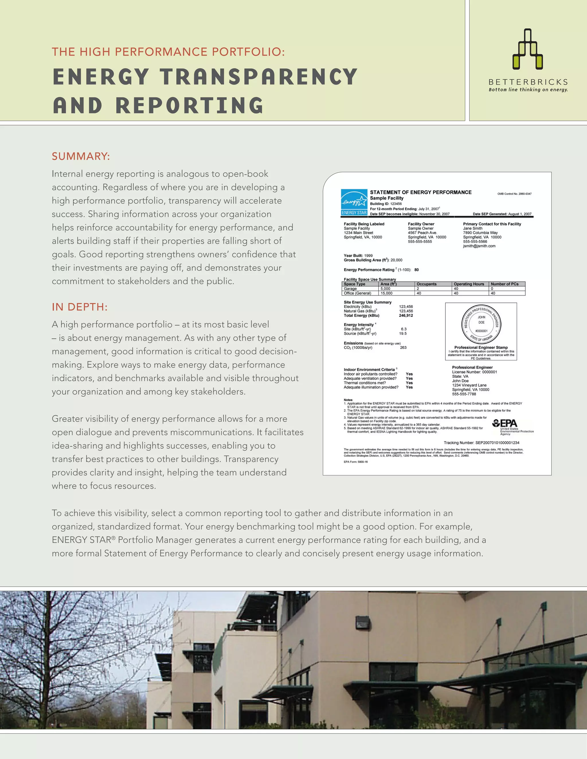 Energy Transparency & Reporting for Commercial Buildings | PDF ...