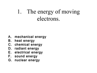 Energy unit review | PPT | Chemistry | Science