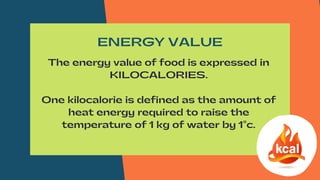 ENERGY VALUE OF CARBS, PROTEIN, FATS | PPTX