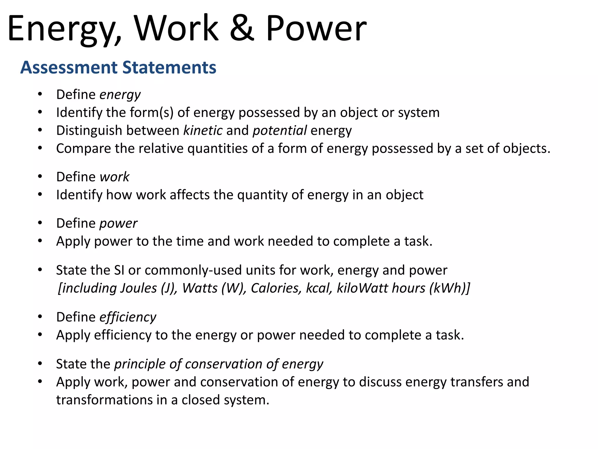 Energy, Work & Power | PPTX