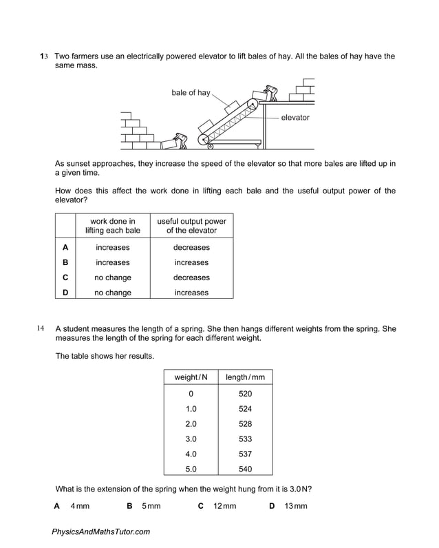 Energy, Work & Power (Multiple Choice) QP.pdf | Physics | Science