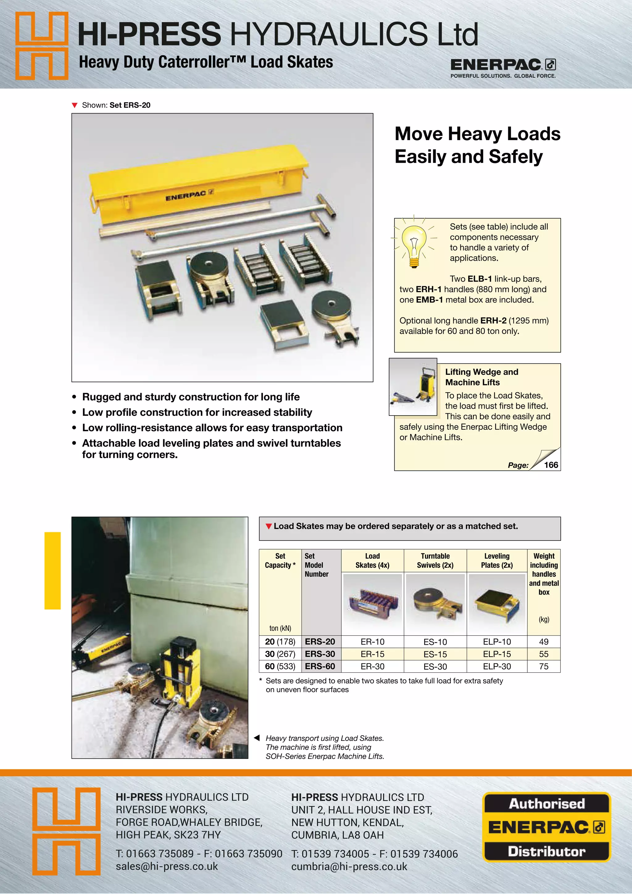 Enerpac er-series-heavy-duty-caterroller-load-skates | PDF