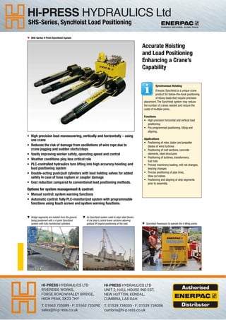 Enerpac shs-series-sync hoist-load-positioning-hydraulic-hoist | PDF