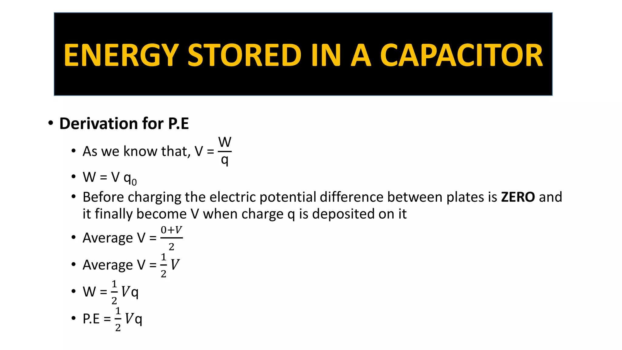 Eneryg store in a capacitor | PDF