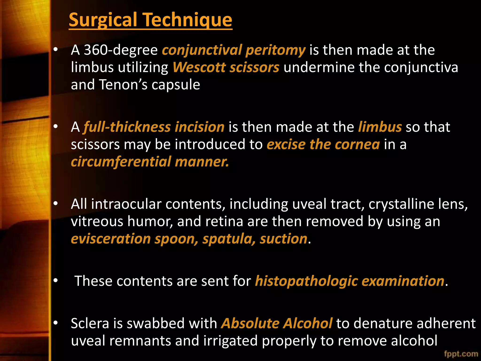 EVISCERATION, ENUCLEATION, EXENTRATION, CYCLODESTRUCTIVE PROCEDURES | PPTX