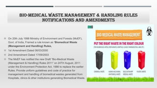 BIOMEDICAL WASTE MANAGEMENT AND HANDLING RULES | PPTX