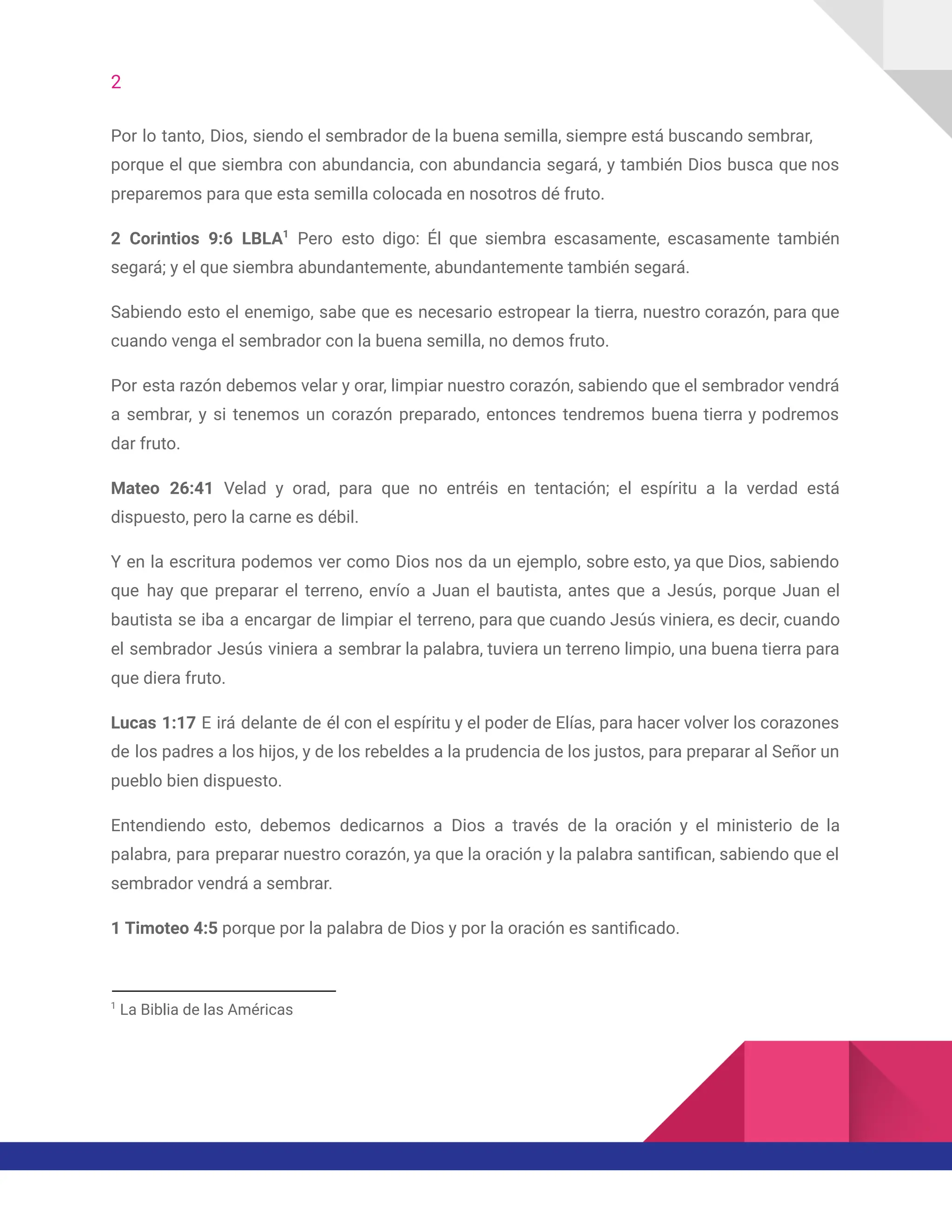 Enfocándonos en preparar la tierra | Marcos 4:20 | PDF