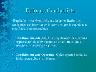 Enfoque conductista y Enfoque psicometrico | PPTX