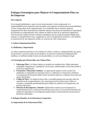 Enfoques Estratégicos para Mejorar el Comportamiento Ético en las ...