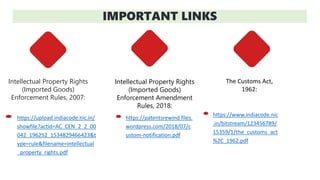 Enforcement Of Intellectual Property Rights Through Customs | PPTX