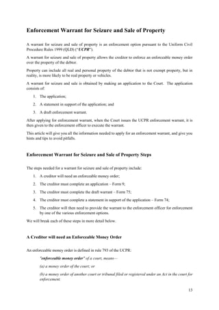 Enforcement of Money Orders in Queensland | PDF