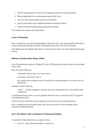 Enforcement of Money Orders in Queensland | PDF