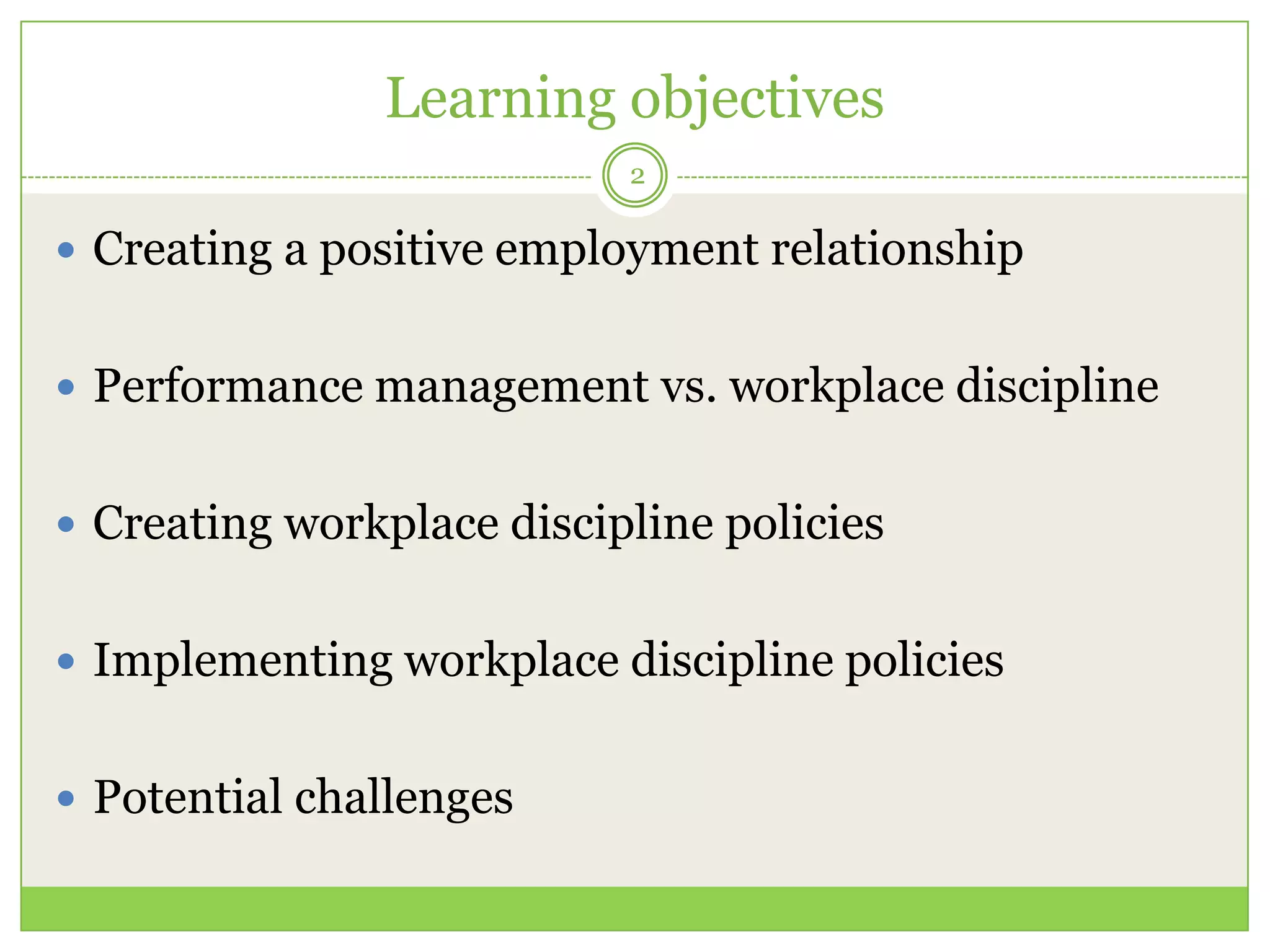 Enforcing workplace discipline yk | PPTX