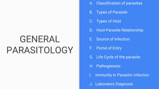 Parasitology 01: general parasitology | PPTX