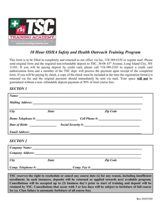 10-Hr OSHA Registration Form