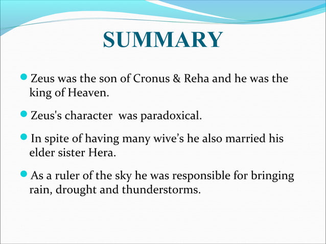 THE GREEK OLYMPIAN GODS SPECIALLY ON THE CHARACTERISTICS OF ZEUS | PPT